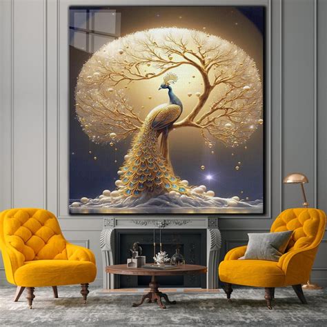 Peacock Tempered Glass Wall Art Abstract Wall Art For Living Room Home