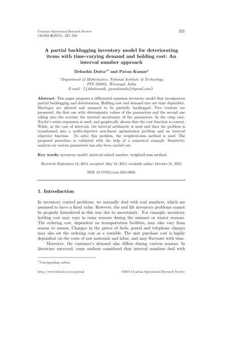 Pdf A Partial Backlogging Inventory Model For Deteriorating Items With Time Varying Demand And