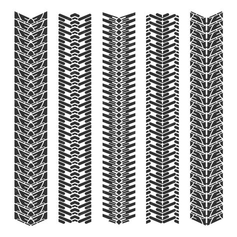 5가지 모티브의 타이어 자국 프리미엄 벡터