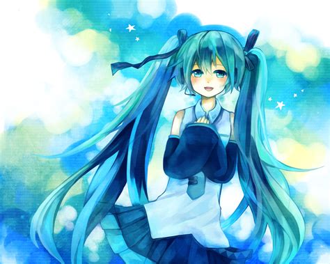 Blue Eyes Blue Hair Hatsune Miku Polychromatic Tie Twintails Usky