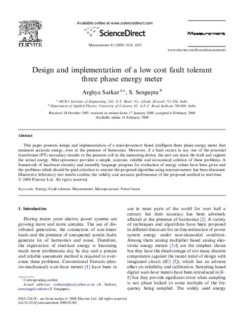 Pdf Design And Implementation Of A Low Cost Fault Tolerant Three Phase Energy Meter