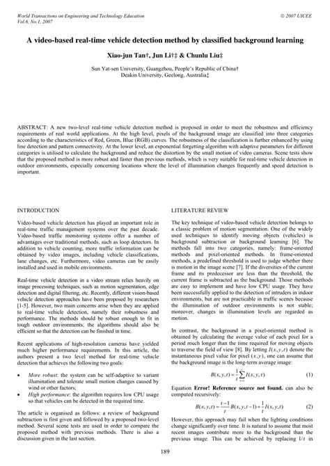 Pdf A Video Based Real Time Vehicle Detection Method By Classified