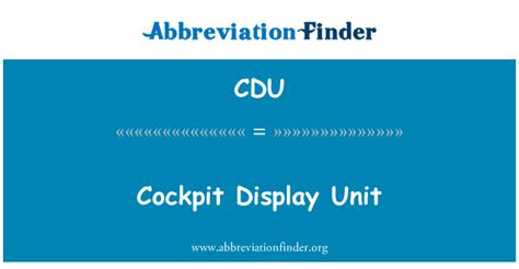 Cdu Stands For Cockpit Display Unit Abbreviation Finder