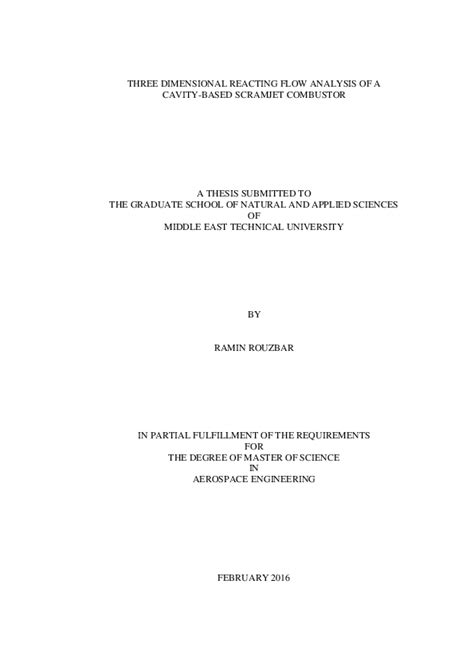 Pdf Three Dimensional Reacting Flow Analysis Of A Cavity Based Scramjet Combustor
