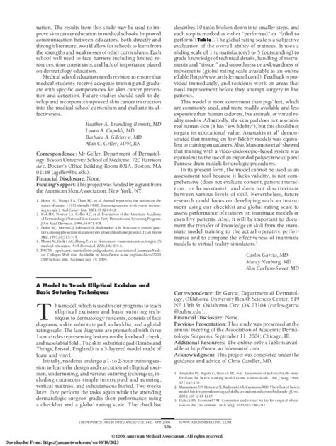 Fillable Online A Model To Teach Elliptical Excision And Basic Suturing Techniques Fax Email