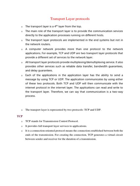 Transport Layer Unit 4 Pdf Quality Of Service Computer Network