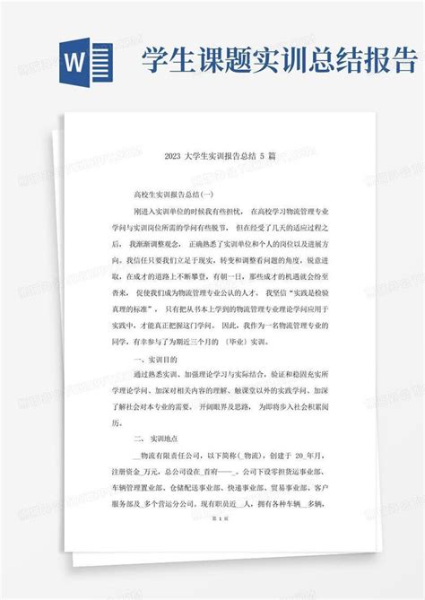 大学生实训报告总结5篇word模板下载编号qkjvnpwo熊猫办公
