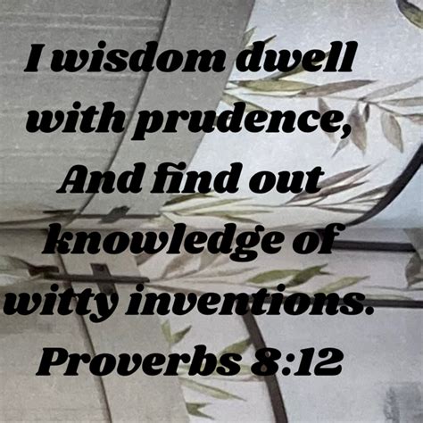 Proverbs 8 12 I Wisdom Dwell With Prudence And Find Out Knowledge Of