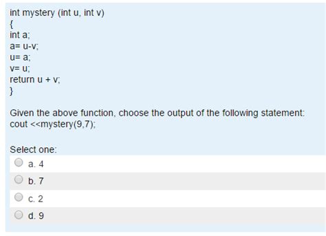 Solved Int Mystery Int U Int V Int A A U V U A V Chegg Com