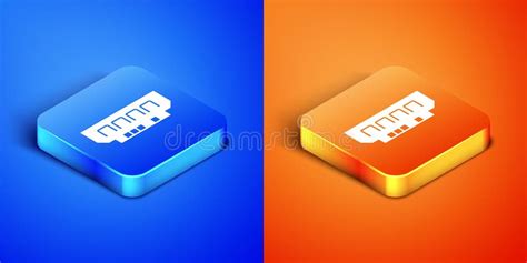 Isometric Ram Random Access Memory Icon Isolated On Blue And Orange