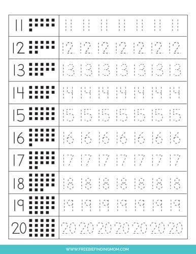 Tracing Numbers 11 20 Free Printable Artofit