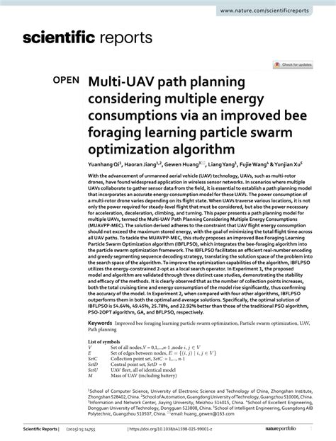 Pdf Multi Uav Path Planning Considering Multiple Energy Consumptions Via An Improved Bee