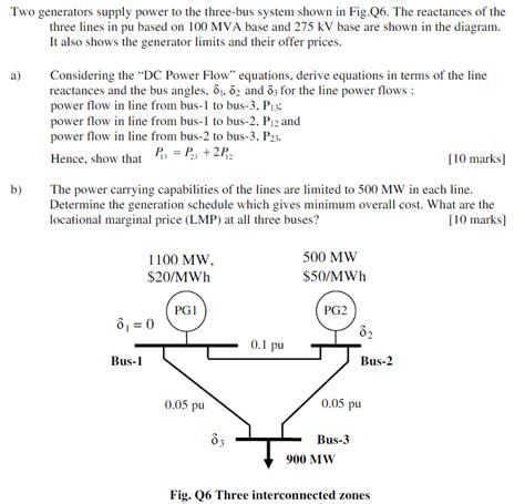 Two Generators Supply Power To The Three Bus System Chegg Com