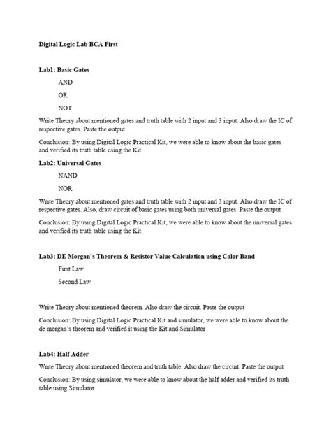 digital logic lab bca first pdf