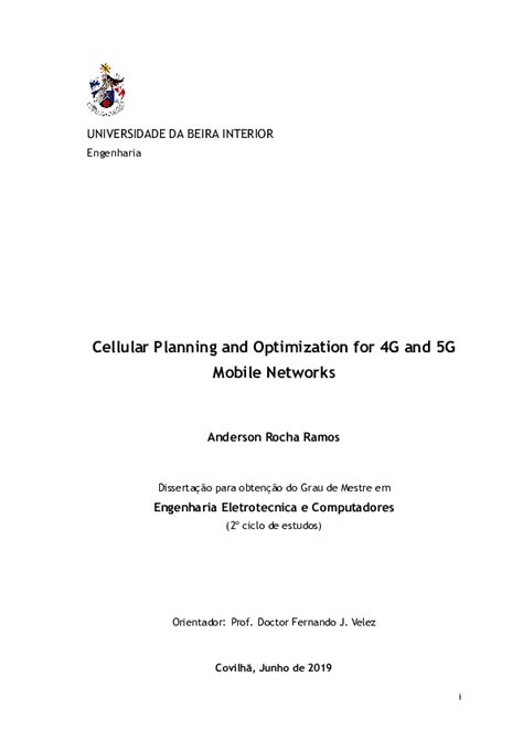 Pdf Cellular Planning And Optimization For 4g And 5g Mobile Networks