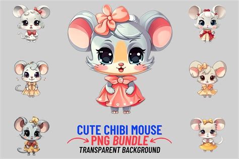 Cute Chibi Mouse 12 Png Clipart Bundle Graphic By Digitalcreativeden