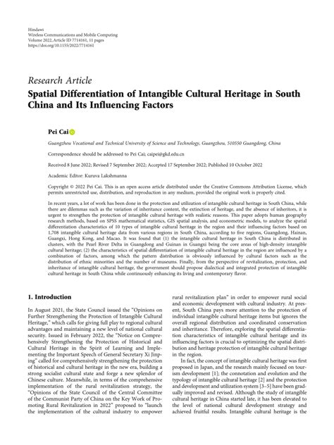 Pdf Spatial Differentiation Of Intangible Cultural Heritage In South China And Its Influencing