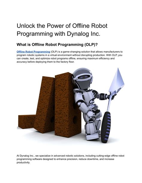 ppt unlock the power of offline robot programming with dynalog inc powerpoint presentation