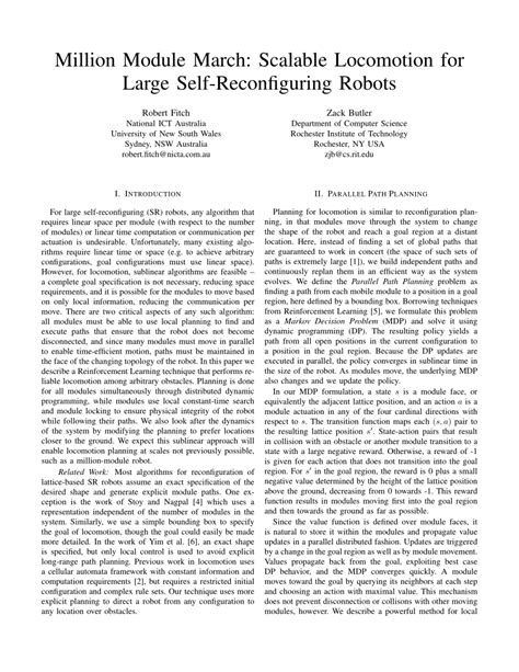Pdf Million Module March Scalable Locomotion For Large Self Reconfiguring Robots