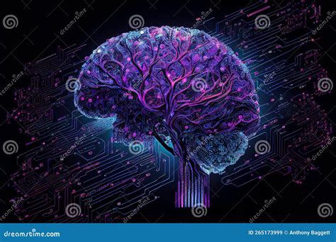 Human Brain Showing Intelligent Thinking Through The Concept Of A Neural Network Printed Circuit