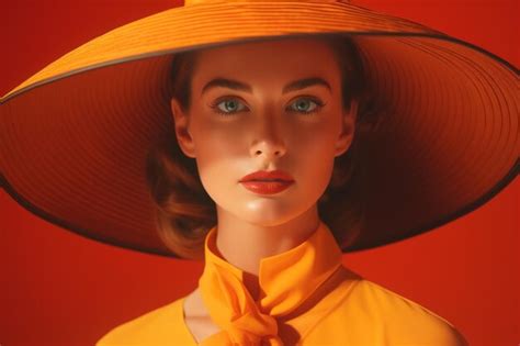 Premium Ai Image A Model Of A Woman Wearing A Yellow Hat And A Yellow Shirt