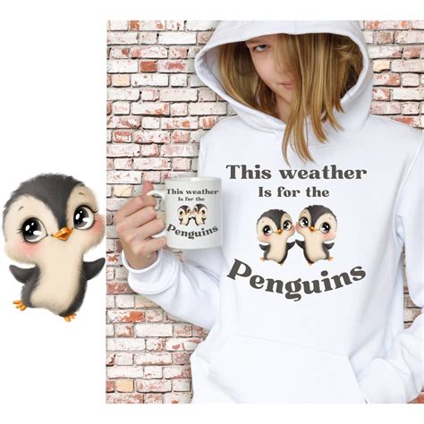 Cute Hoodie With Funny Penguin Design Etsy