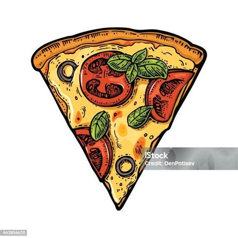 피자 마르게리타 슬라이스 빈티지 벡터 일러스트 포스터 메뉴 상자에 대 한 조각 피자에 대한 스톡 벡터 아트 및 기타 이미지 피자 슬라이스 일러스트레이션 Istock