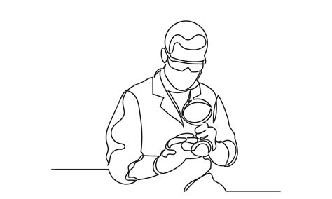 Premium Vector Continuous Line Drawing Of Male Scientists With A