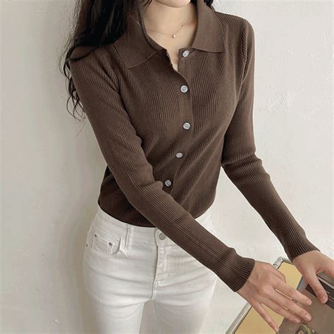 휴식타임 카라 골지 니트 가디건 5color 에이블리