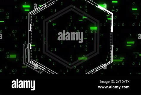 Hexagonal Frame Over Green Binary Code And Digital Data Processing