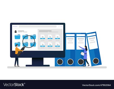 Employees Searching And Indexing File Documents Vector Image