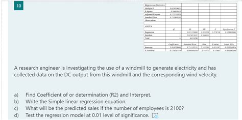 Solved 10 Regression Statistics Multiple R R Square Adjusted Chegg Com