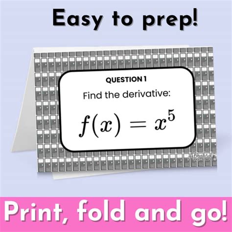Derivative Rules Power Trig Quotient Product Chain Task Card Tent