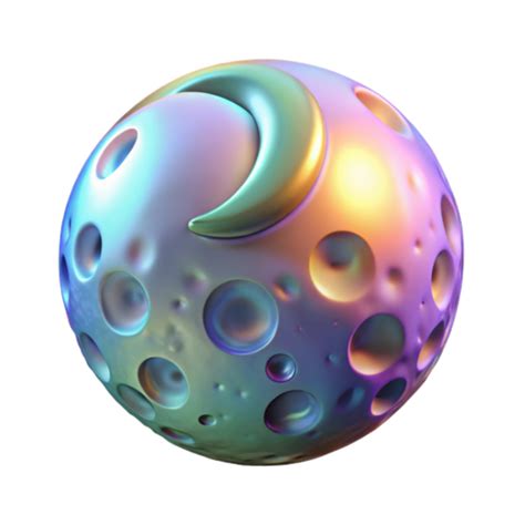 Iridescent Moon Sphere Render Abstract Background 55328125 Png