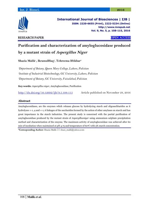 Purification And Characterization Of Amyloglucosidase Produced By A Mutant Strain Of Aspergillus