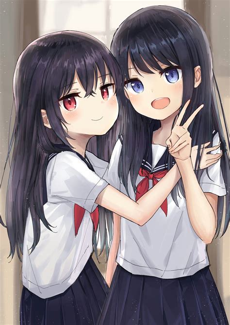 Anime Girl Best Friends Hugging Cute