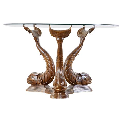 Italian Neoclassical Style Round Center Table With Three Dolphins At
