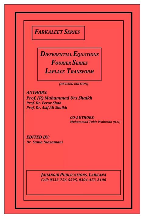 Differential Equations Fourier Series Laplace Transform Farkaleet Series