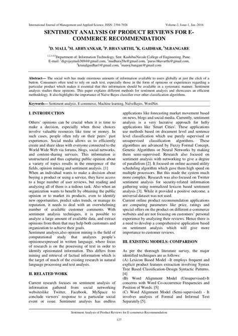 Pdf Sentiment Analysis Of Product Reviews For E Commerce Recommendation