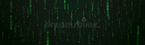 Binary Code Background With Falling Digits Futuristic Green Matrix