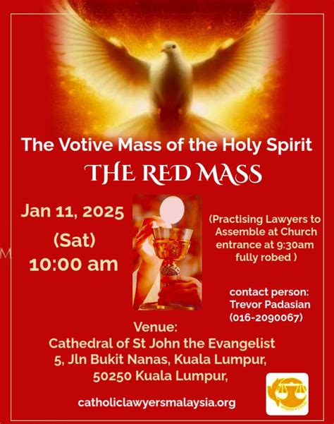 Annual Votive Mass Of The Holy Spirit Catholic Lawyers Malaysia