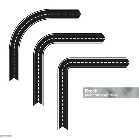 화살표의 모양으로 설정 아스팔트도로 벡터도로 템플릿 흰색 배경에 고립 개념에 대한 스톡 벡터 아트 및 기타 이미지 개념