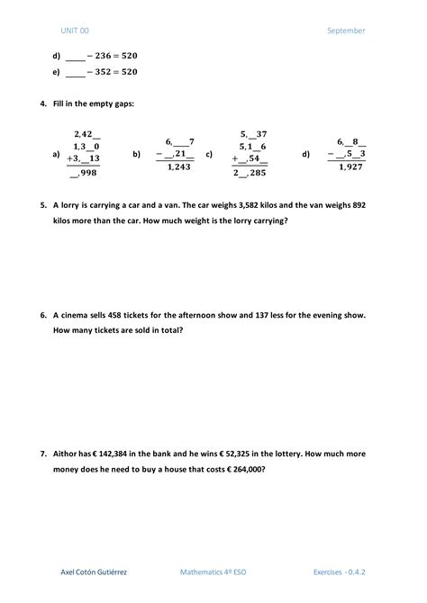 4 Eso Academics Unit 0 Exercises 0 4 Pdf