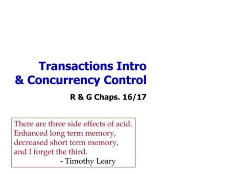 Transactions Intro And Concurrency Control Pdf Databases Computer