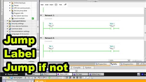 Siemens Plc Tia Portal Instructions Jump Label Jump If Not Plc Instrumentation Electrical