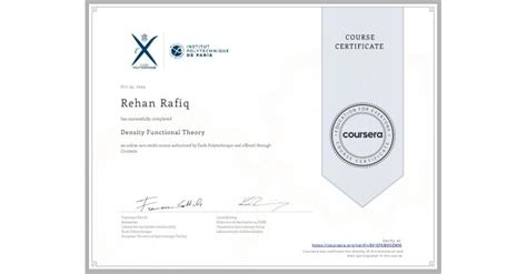 Engr Rehan Rafiq On Linkedin Completion Certificate For Density Functional Theory