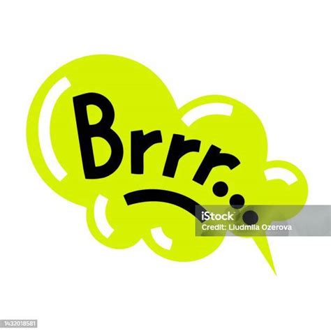 Brrr 단어 노란색 연설 거품 배경에 굵은 손 글씨 소셜 미디어 포스터 스티커 인사말 자료를위한 벡터 클립 아트 Brand Name Online Messaging