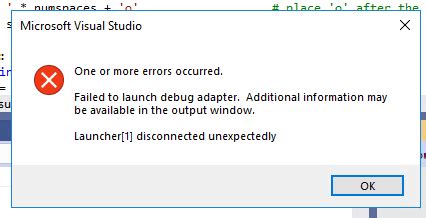 An Error Pops Up When Debug In Python3 7 With Windows Application