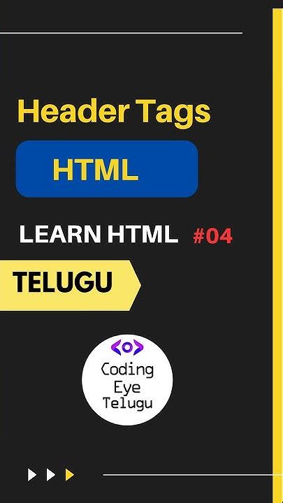 Header Tags In Html Telugu Learn Html 04 Html Tutorials In Telugu Html Shorts