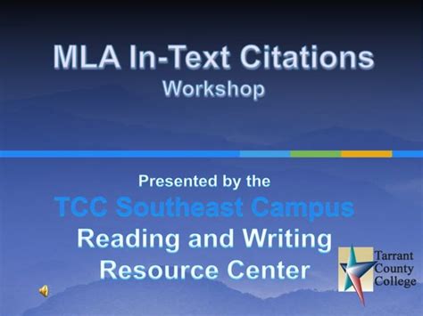 MLA In Text Citations PPT